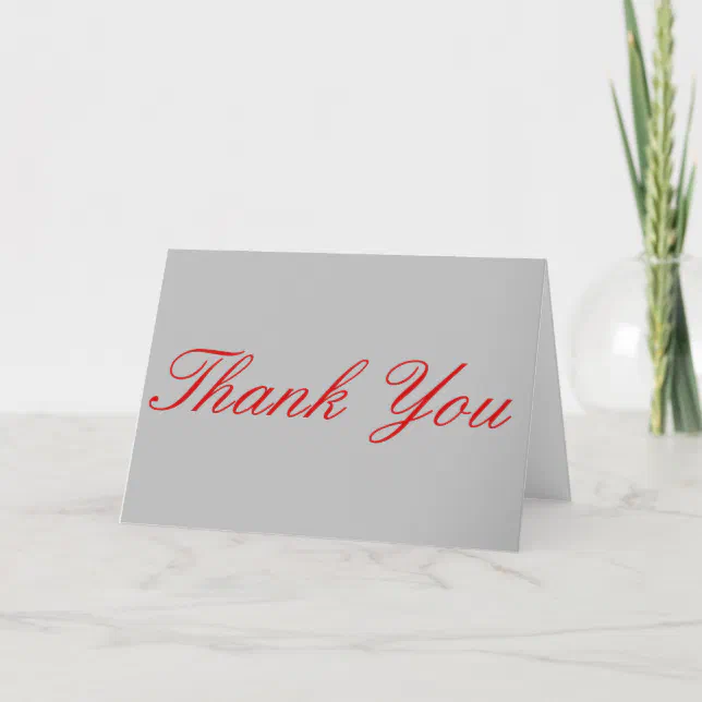 Thank You Red Silver Gray Color Greeting Card | Zazzle
