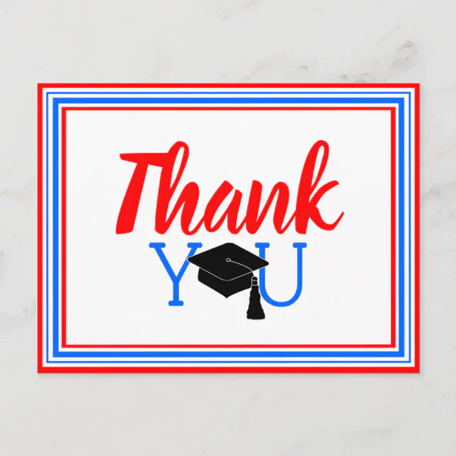 Thank You Red White and Blue School Colors Postcard | Zazzle