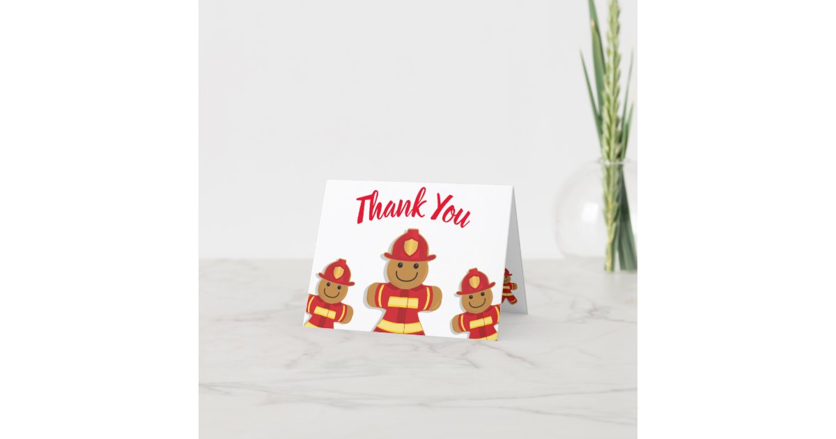 Thank You Red White Gingerbread Firefighters | Zazzle
