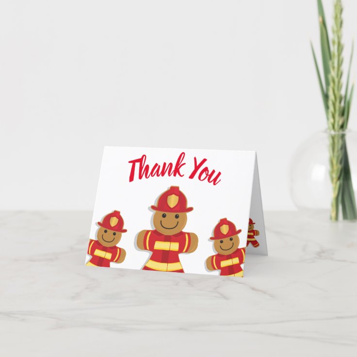Thank You Red White Gingerbread Firefighters | Zazzle