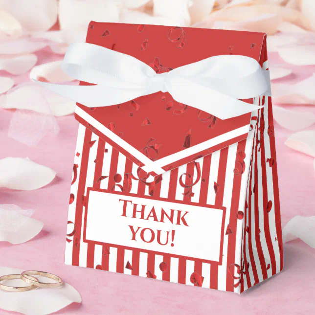 Thank You - Red/White Simple Stripes Pattern Favor Boxes | Zazzle