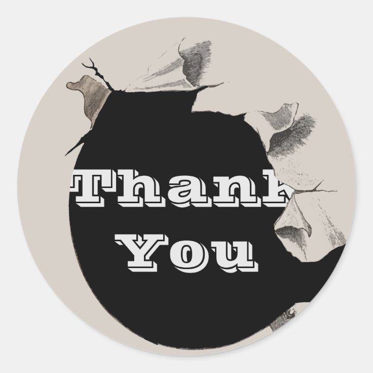 Thank You Ripped Page Torn Paper Appreciation Classic Round Sticker ...