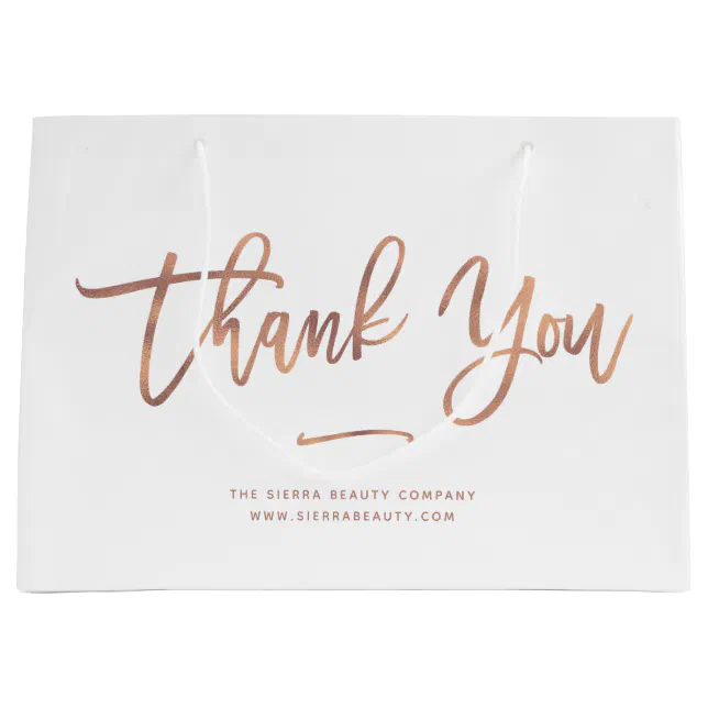 Thank You | Rose Gold Custom Retail Shopping Bag | Zazzle