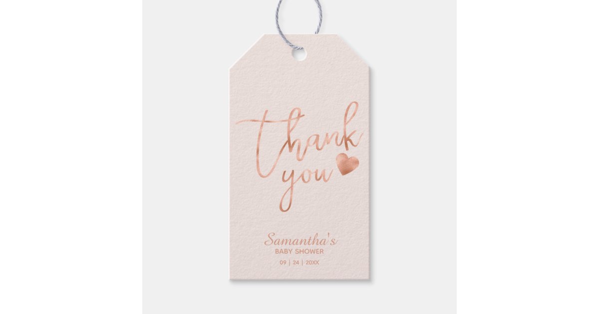 Thank You Rose Gold Foil Pink Blush Favor Gift Tags | Zazzle.com
