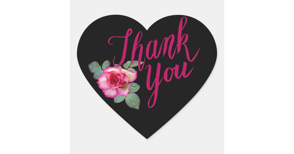 Thank You Rose Love Romantic Heart Sticker | Zazzle