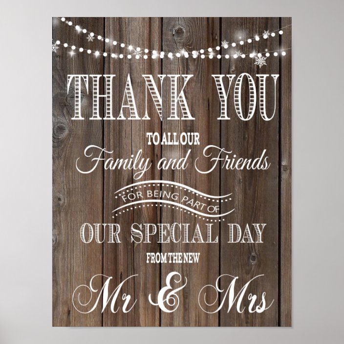 THANK YOU RUSTIC WEDDING POSTER PRINT | Zazzle.com