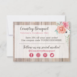 Thank You Rustic Wood Country Farmhouse Roses Card | Zazzle