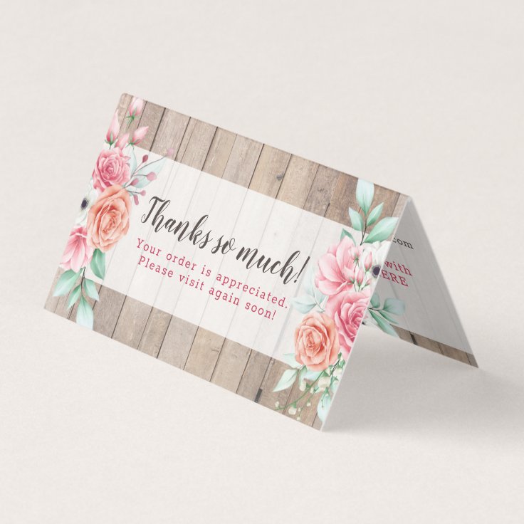 Thank You Rustic Wood Country Farmhouse Roses Card | Zazzle