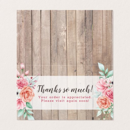 Thank You Rustic Wood Country Farmhouse Roses Card | Zazzle