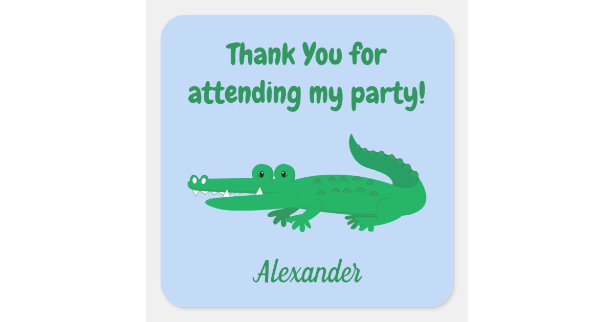 Thank You Safari Alligator Square Sticker | Zazzle