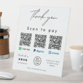 Thank you Scan to Pay Logo QR Code Pay Here White Pedestal Sign | Zazzle