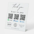 Thank you Scan to Pay Logo QR Code Pay Here White Pedestal Sign | Zazzle