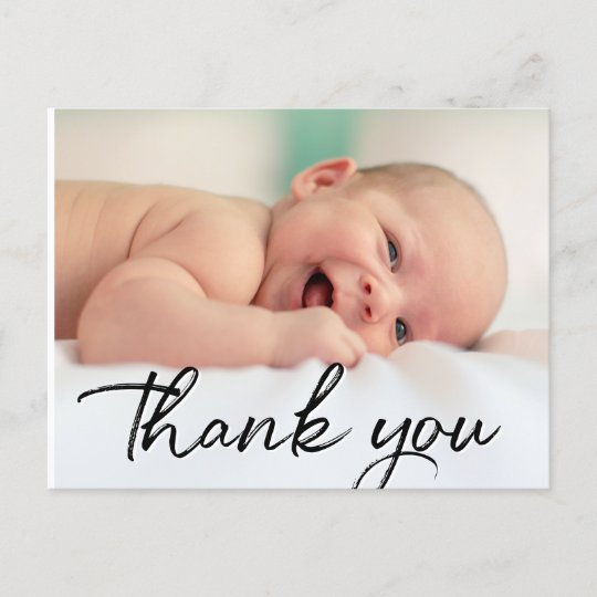 Thank you Script Baby Photo Birth Announcement | Zazzle.com