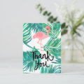 thank you script flamingo tropical palms postcard | Zazzle