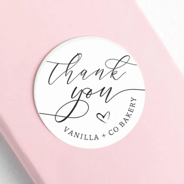 Thank You Script Heart Baked Goods Bakery Business Classic Round ...