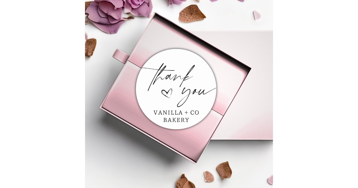 Thank You Script Heart Baked Goods Bakery Business Classic Round ...