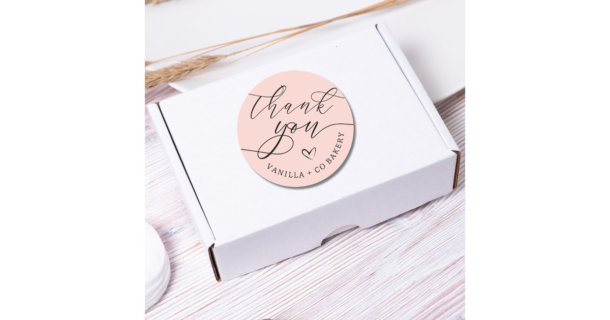 Thank You Script Heart Baked Goods Business | Pink Classic Round ...