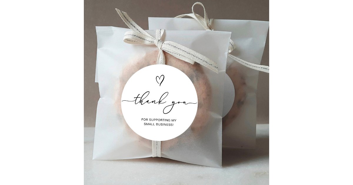 Thank You Script Heart Small Business Classic Round Sticker | Zazzle