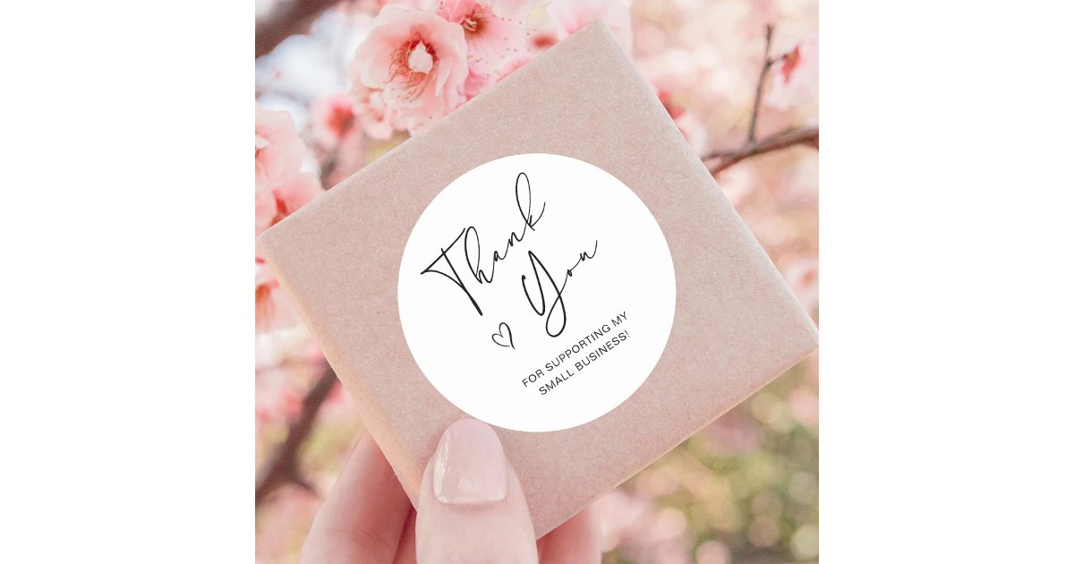 Thank You Script Heart Small Business Classic Round Sticker | Zazzle