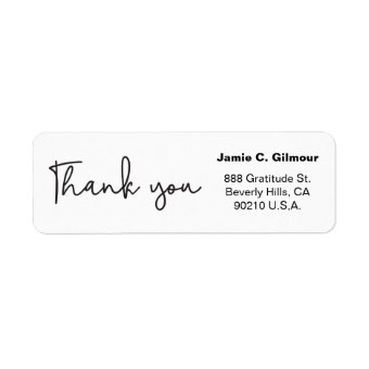 Thank you Script Name Modern Typography Label | Zazzle