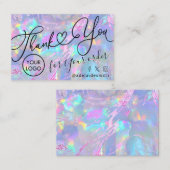 thank you script opal texture business card | Zazzle