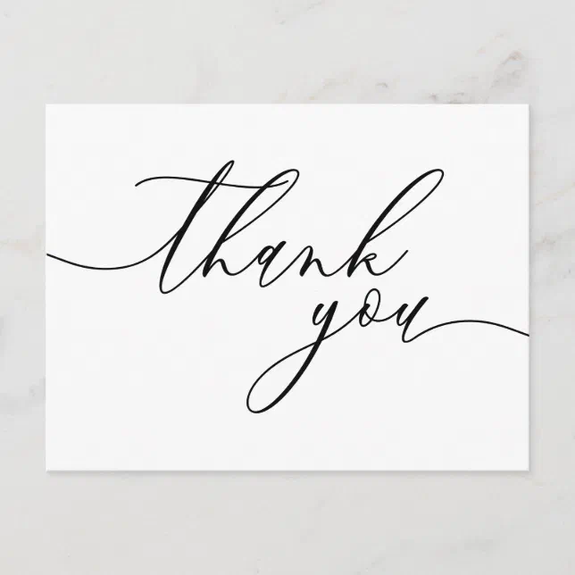 Thank You Script Text Clean Custom Photo Postcard | Zazzle