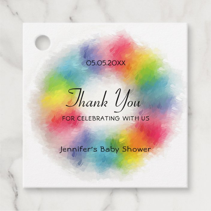Thank You Script Text Template Custom Colorful Favor Tags | Zazzle.com