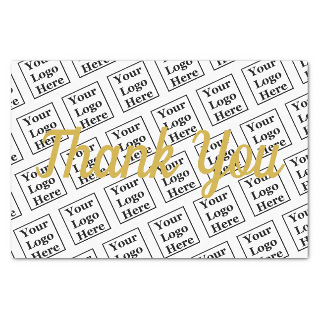 Thank You Script with Your Logo Here Template Tissue Paper | Zazzle