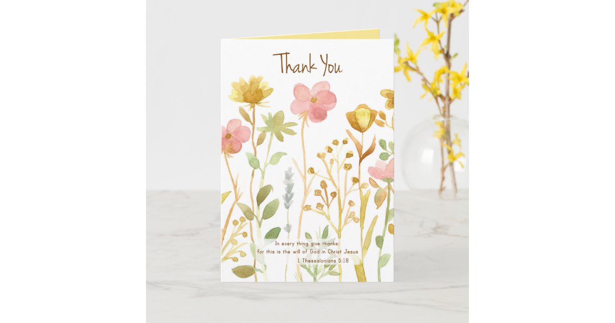 Thank You Scripture Thessalonians Wildflowers Card | Zazzle