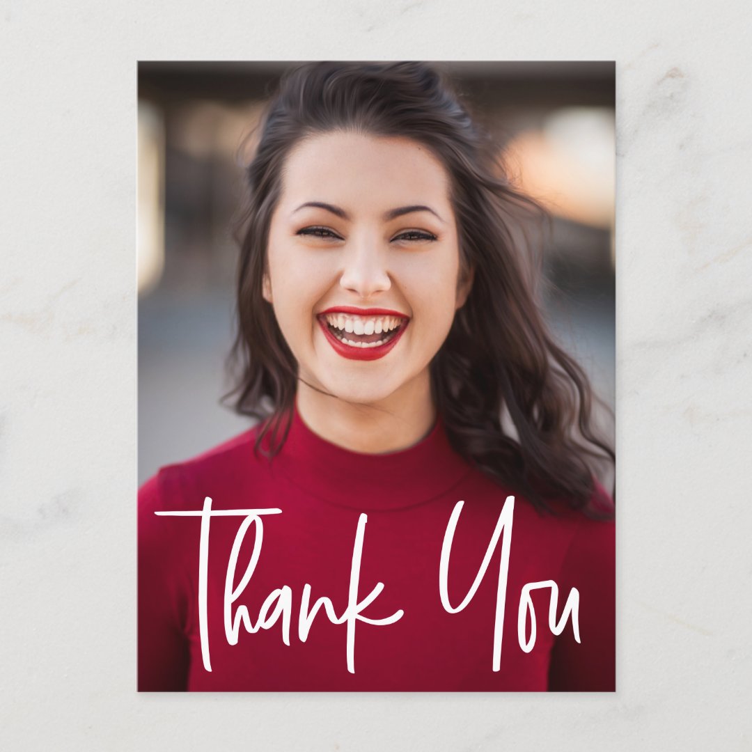 Thank you Senior Graduation Photo Announcement Postcard | Zazzle