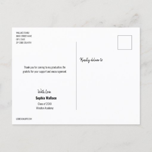 Thank you Senior Graduation Photo Announcement Postcard | Zazzle