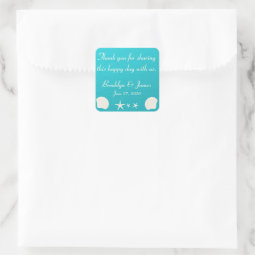 Thank You Shells On Beach Wedding Stickers | Zazzle