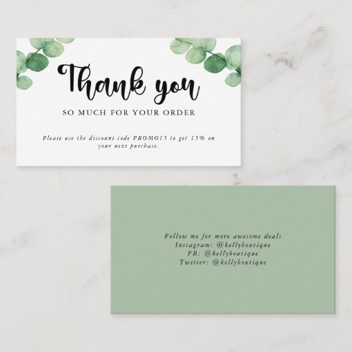 Thank you shop Discount Card Boutique Eucalyptus | Zazzle