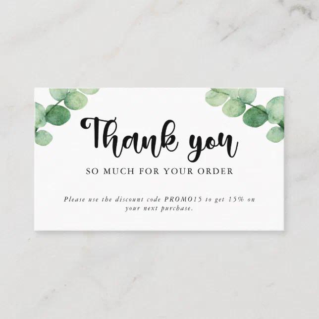 Thank you shop Discount Card Boutique Eucalyptus | Zazzle