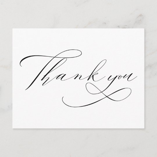 Thank You Simple Elegant Modern Calligraphy Script Postcard | Zazzle.com
