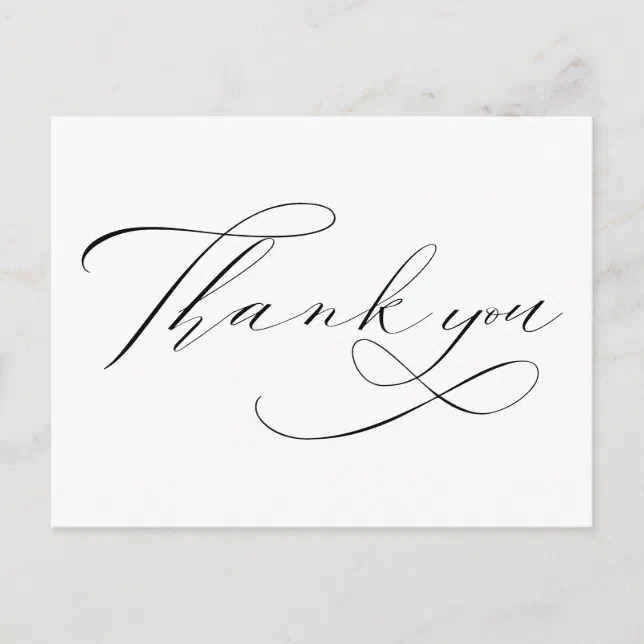Thank You Simple Elegant Modern Calligraphy Script Postcard | Zazzle