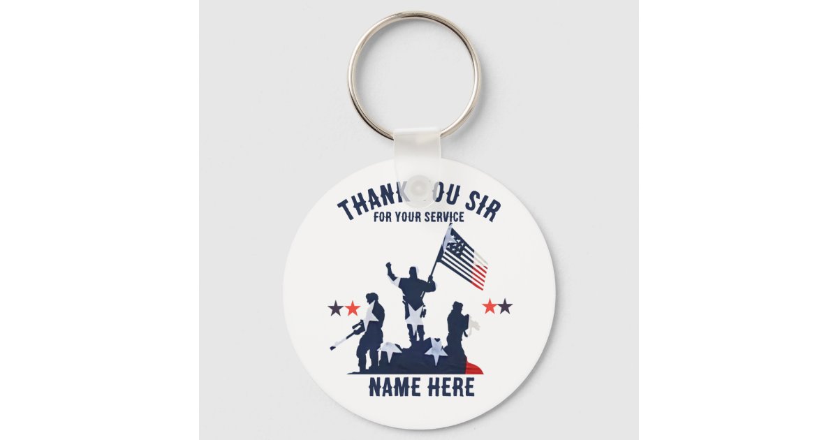 Thank You Sir For Your Service Personalized Keychain | Zazzle