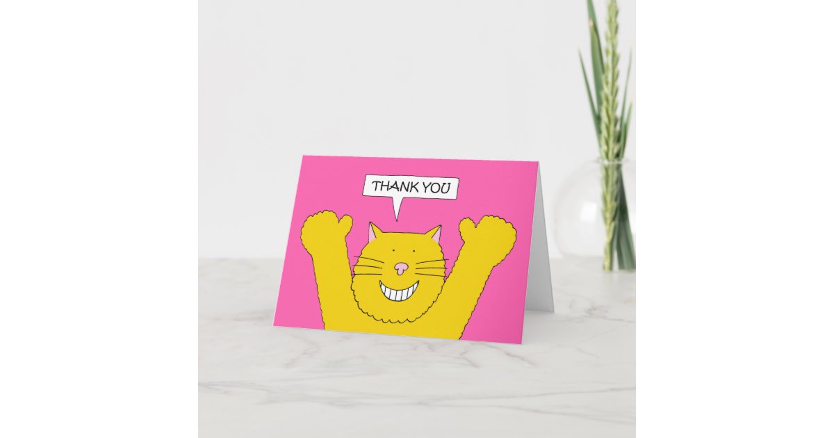 Thank You Smiling Cartoon Ginger Cat | Zazzle