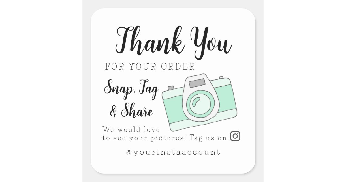 Thank You Snap Tag and Share Social Media Sticker | Zazzle