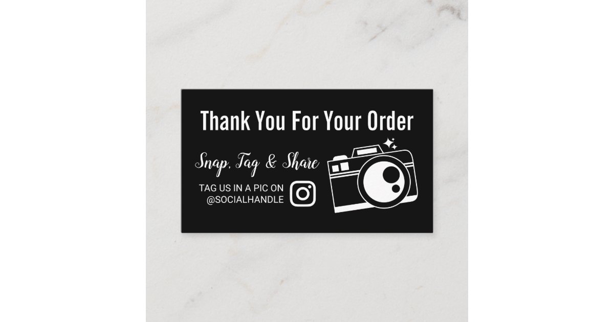 Thank You Snap, Tag & Share Social Media Camera Enclosure Card | Zazzle
