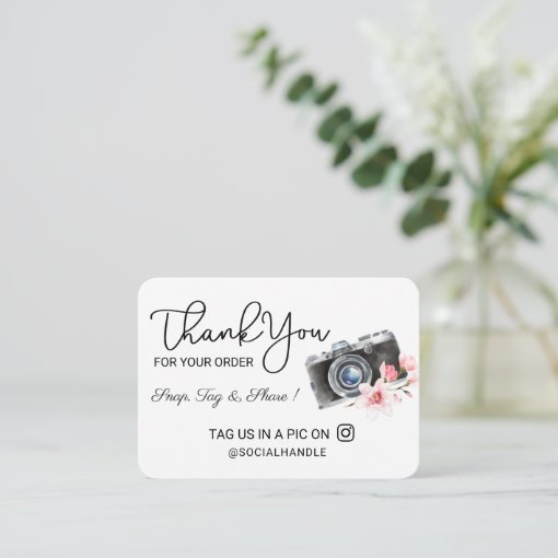 Thank You Snap, Tag & Share Social Media Camera Enclosure Card | Zazzle