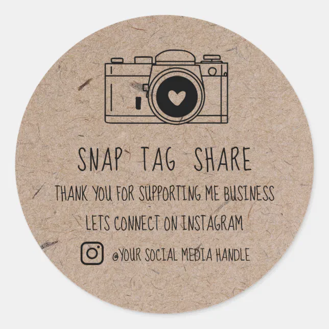 Thank You Snap Tag Share Social Media Kraft Paper | Zazzle