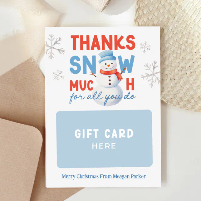 Thank You Snow Much Holiday Gift Card Holder | Zazzle