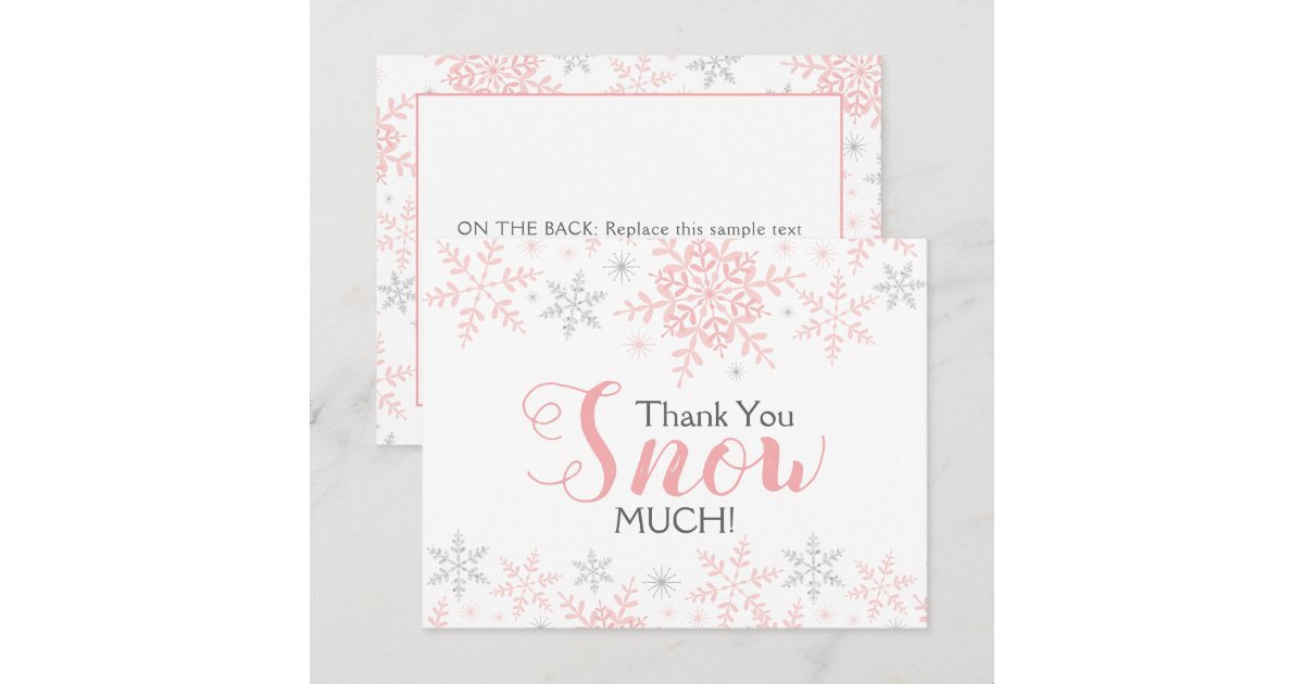 Thank You SNOW Much Pink Baby Shower Note Card | Zazzle