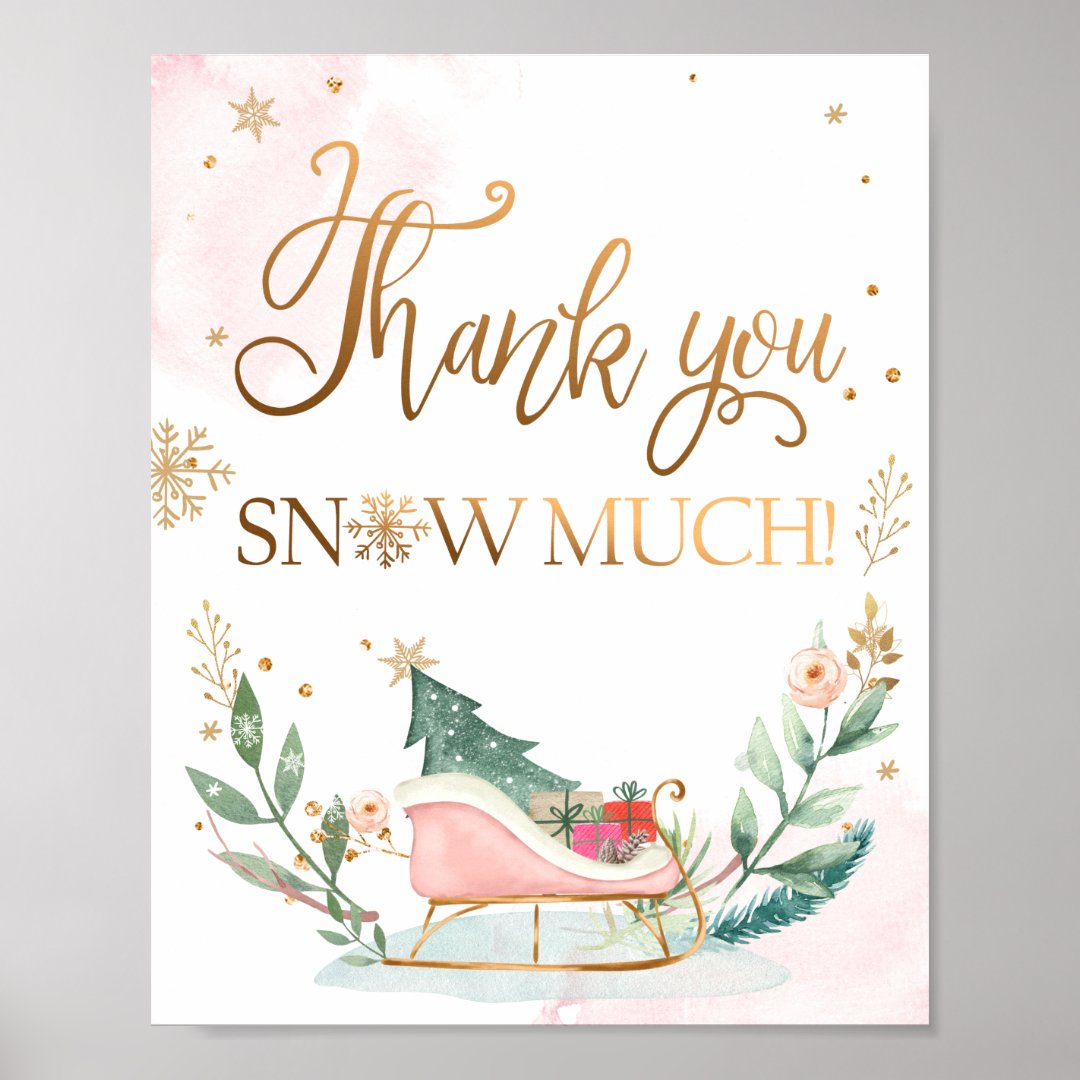 Thank You Snow Much Sign Sleigh Girl Birthday | Zazzle