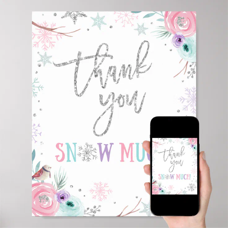 Thank You Snow Much Winter Onederland Birthday Poster | Zazzle