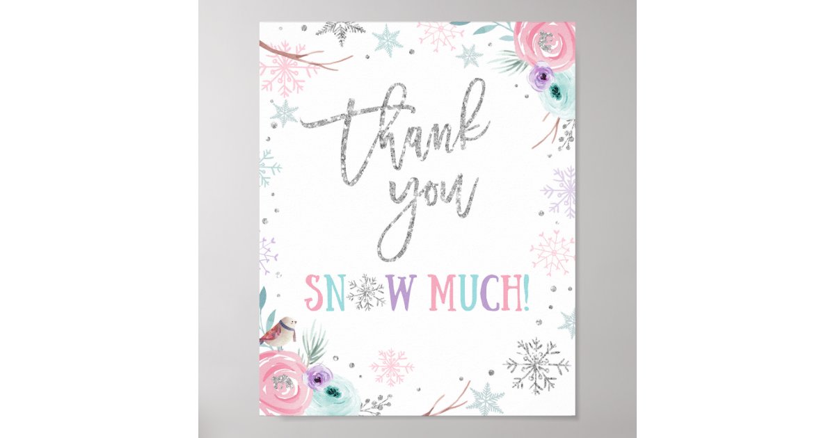 Thank You Snow Much Winter Onederland Birthday Poster | Zazzle