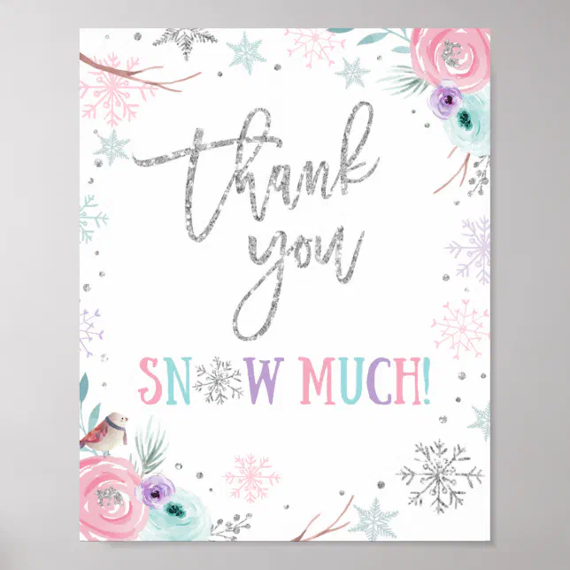 Thank You Snow Much Winter Onederland Birthday Poster | Zazzle
