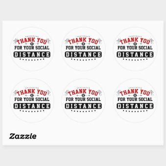 Thank You Social Distance Classic Round Sticker | Zazzle