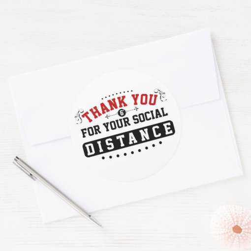 Thank You Social Distance Classic Round Sticker | Zazzle